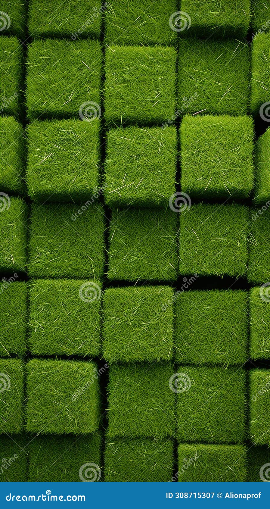 Green Artificial Grass Cubes Texture Background, Close-up, Top View ...