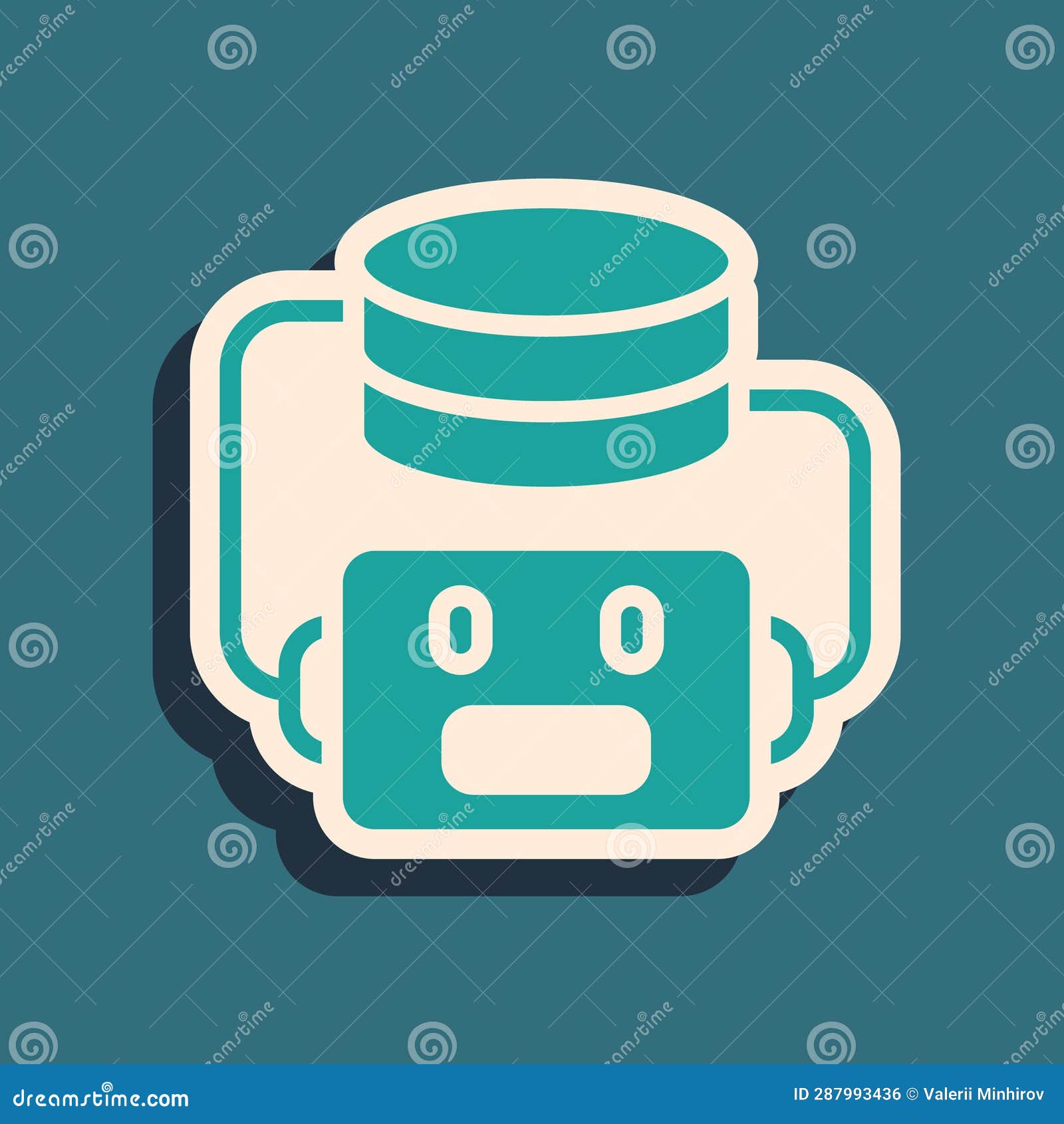 Green Artificial Intelligence Robot Icon Isolated on Green Background ...