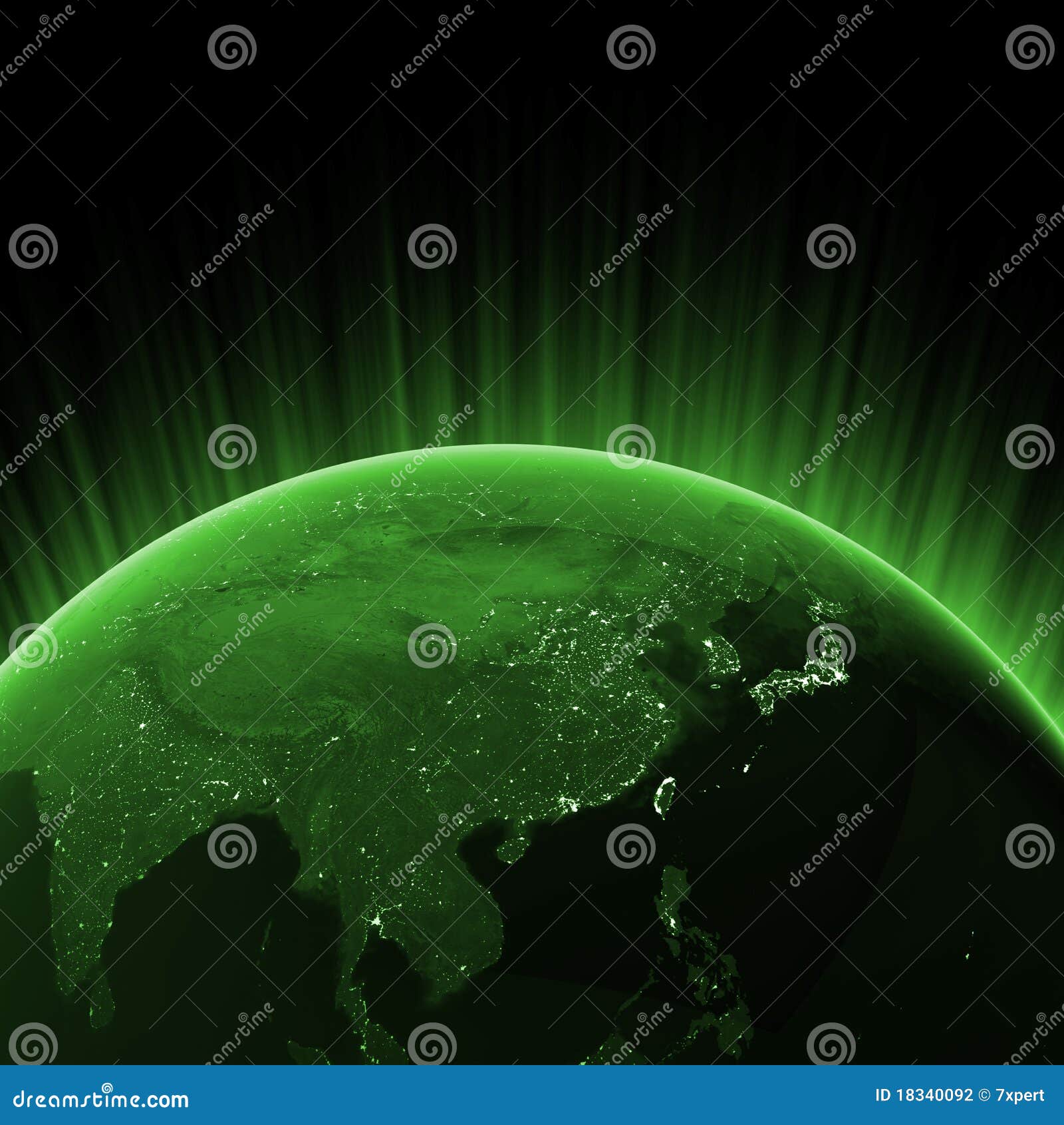 Green Asia stock illustration. Illustration of city, lights - 18340092