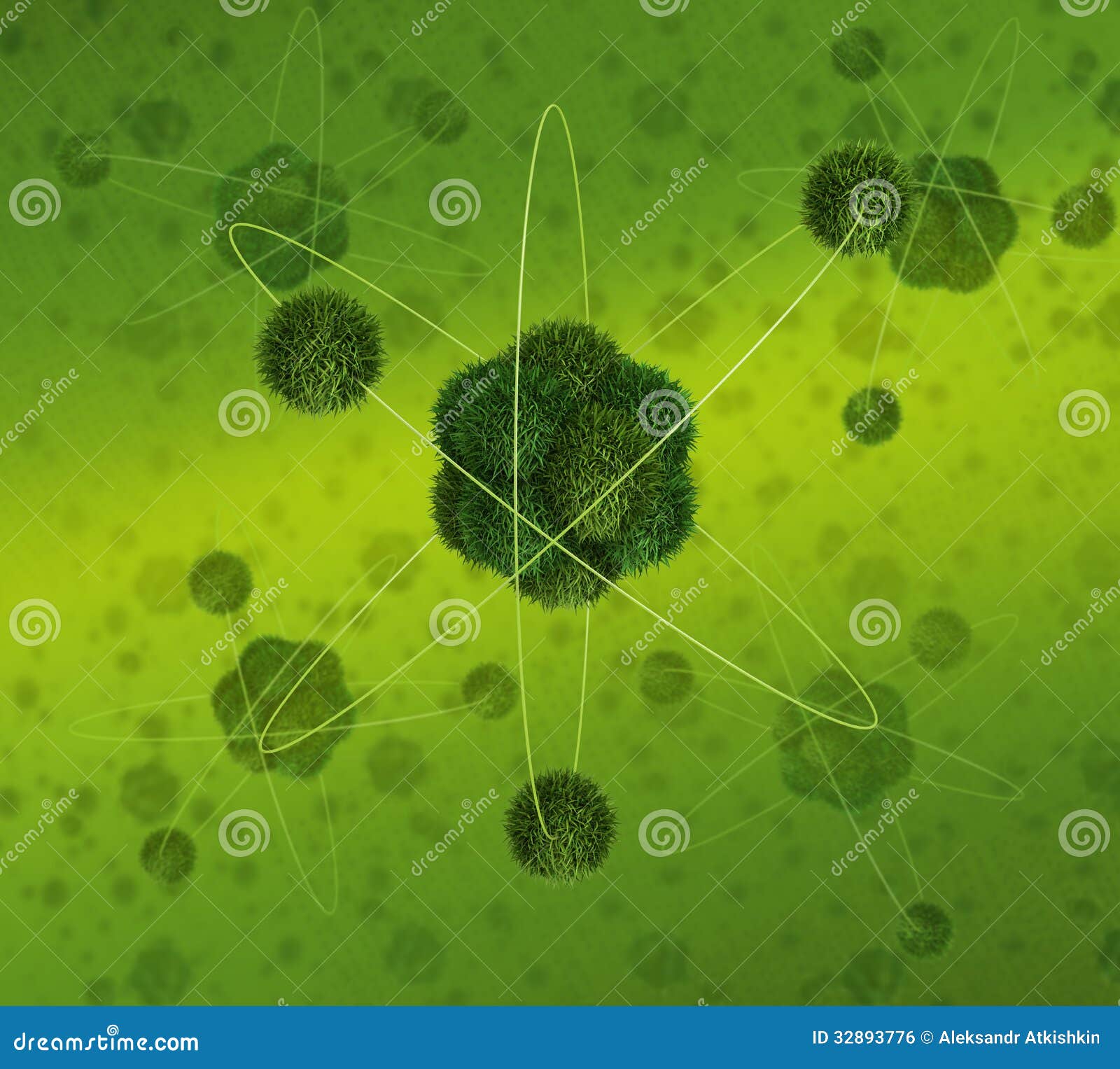 Green Atom concept stock illustration. Illustration of molecule - 32893776