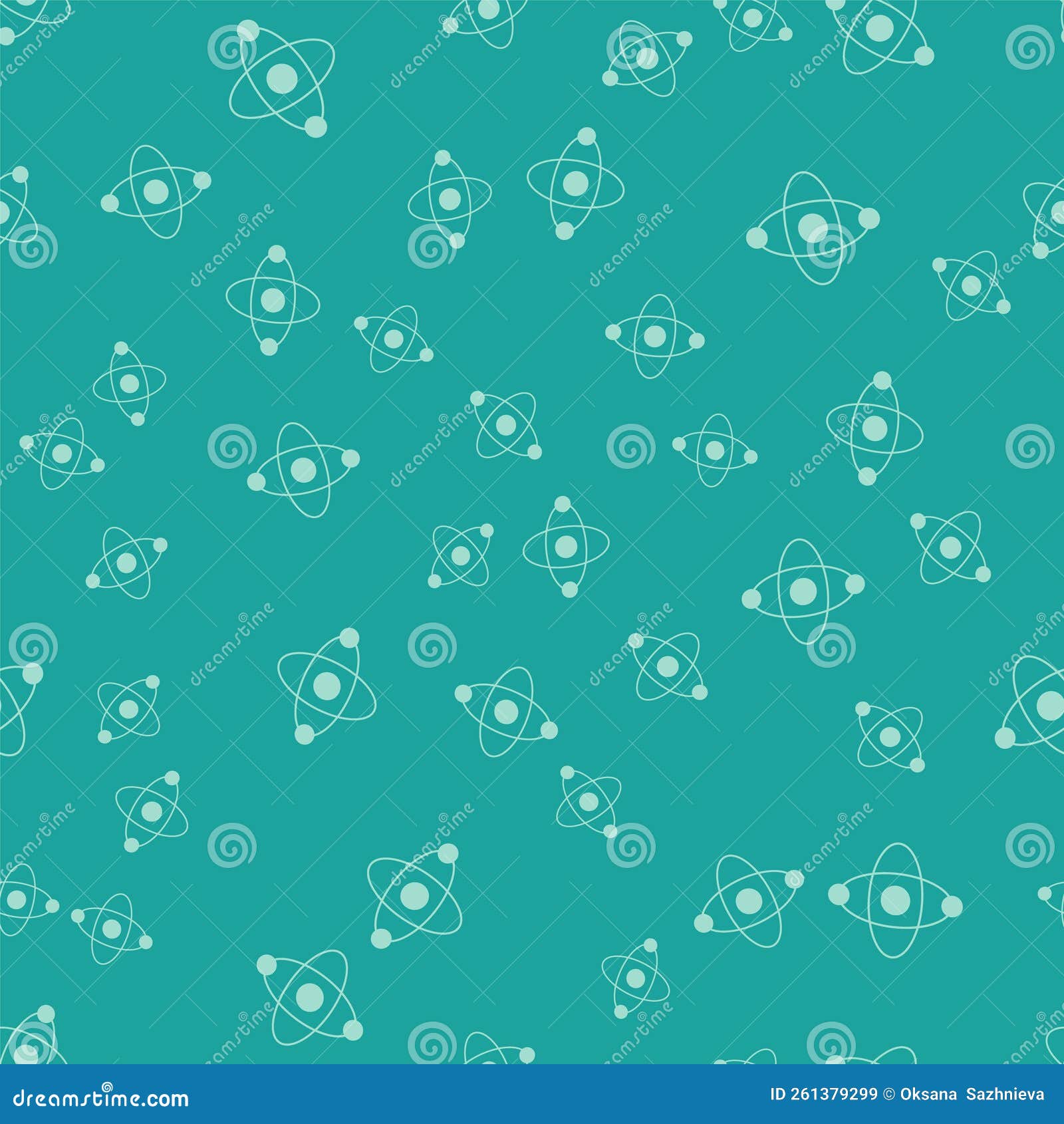 Green Atom Icon Isolated Seamless Pattern on Green Background. Symbol ...