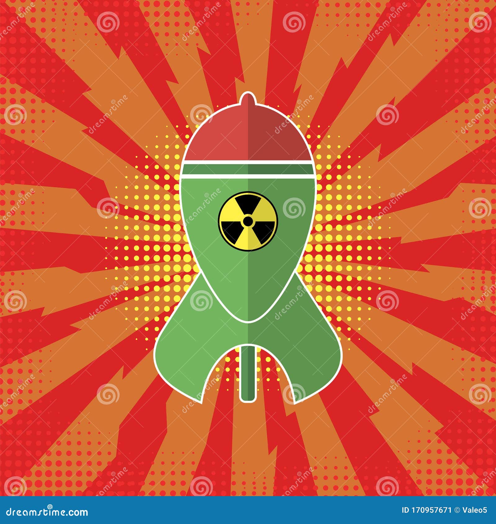 Green Atomic Bomb With Radiation Sign. Nuclear Rocket. Weapon Icon ...