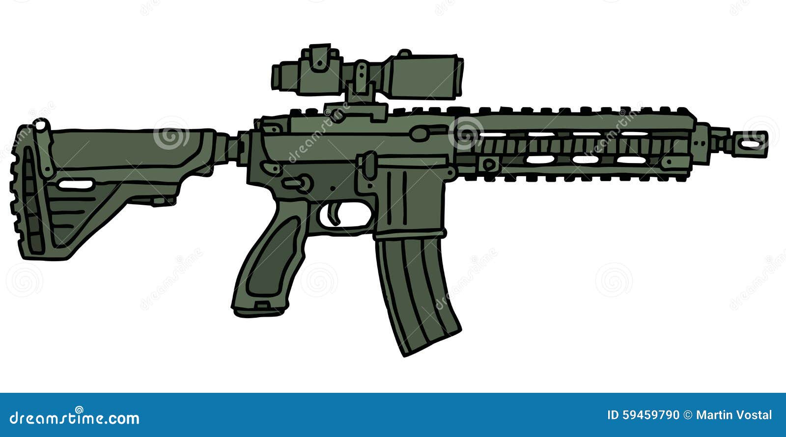 Green automatic gun stock vector. Illustration of machine - 59459790