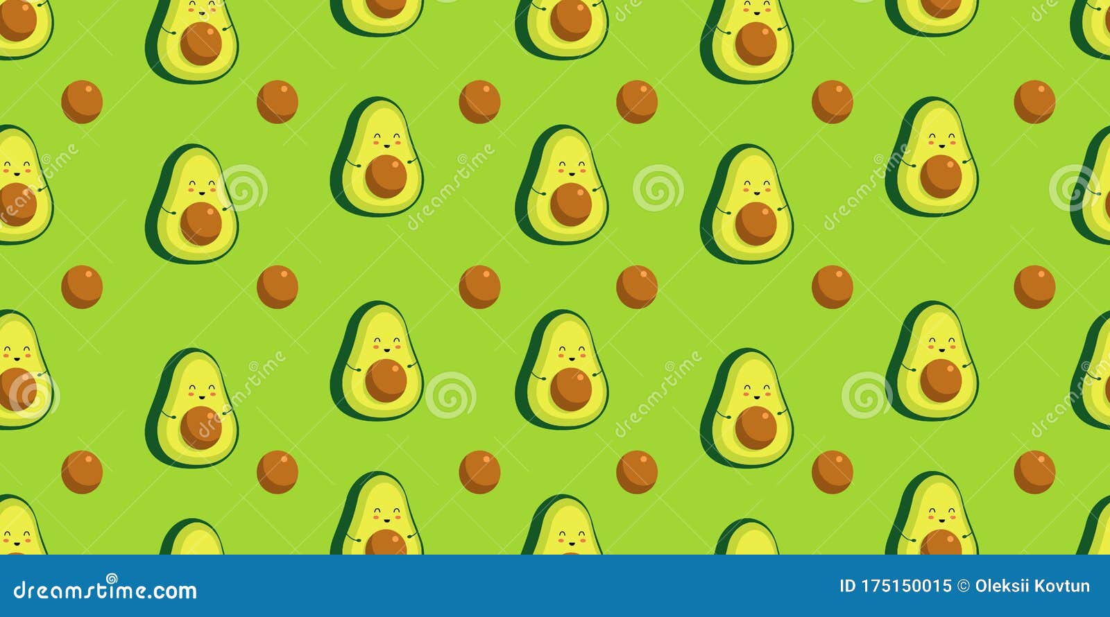 Green Avocado Pattern. Cute Avocado. Seamless Pattern. Stock Vector ...