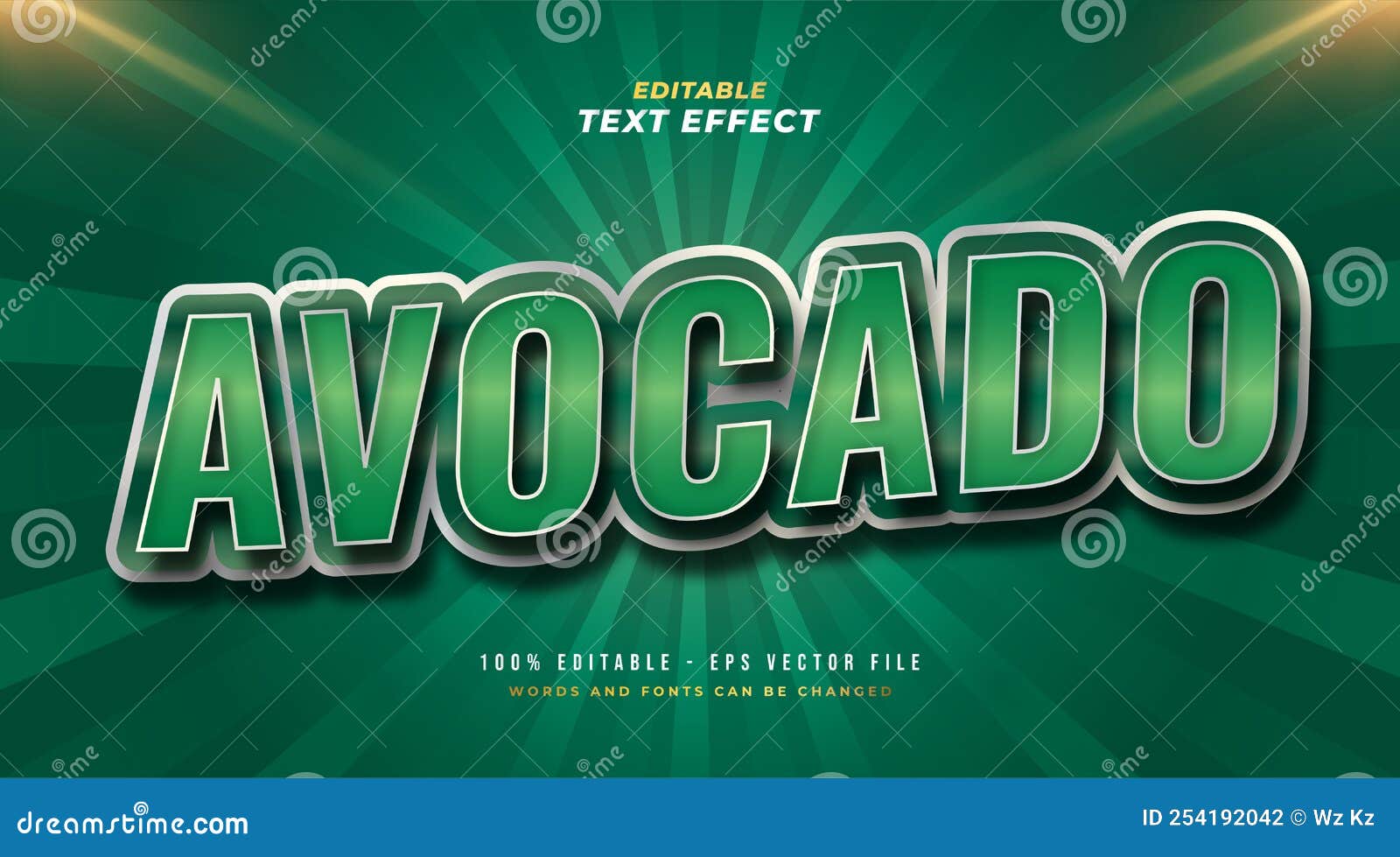 Green Avocado Text with Cartoon Style and Embossed Effect Stock Vector ...