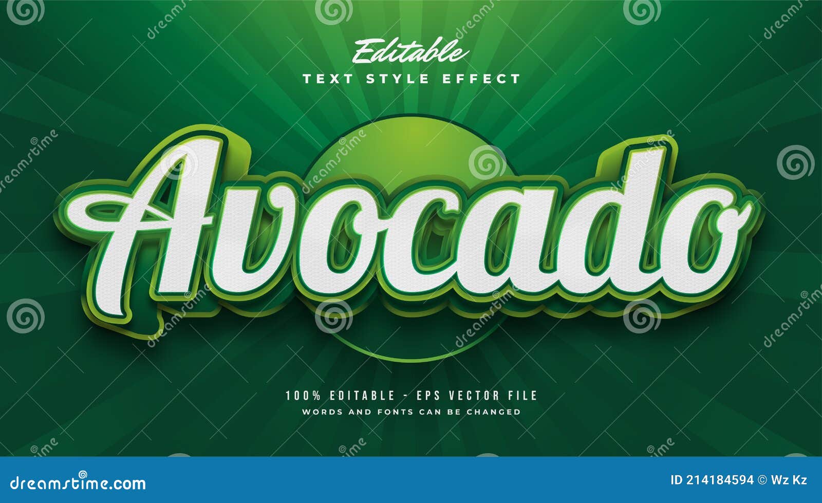 Green Avocado Text Style with 3D and Embossed Effect. Editable Text ...