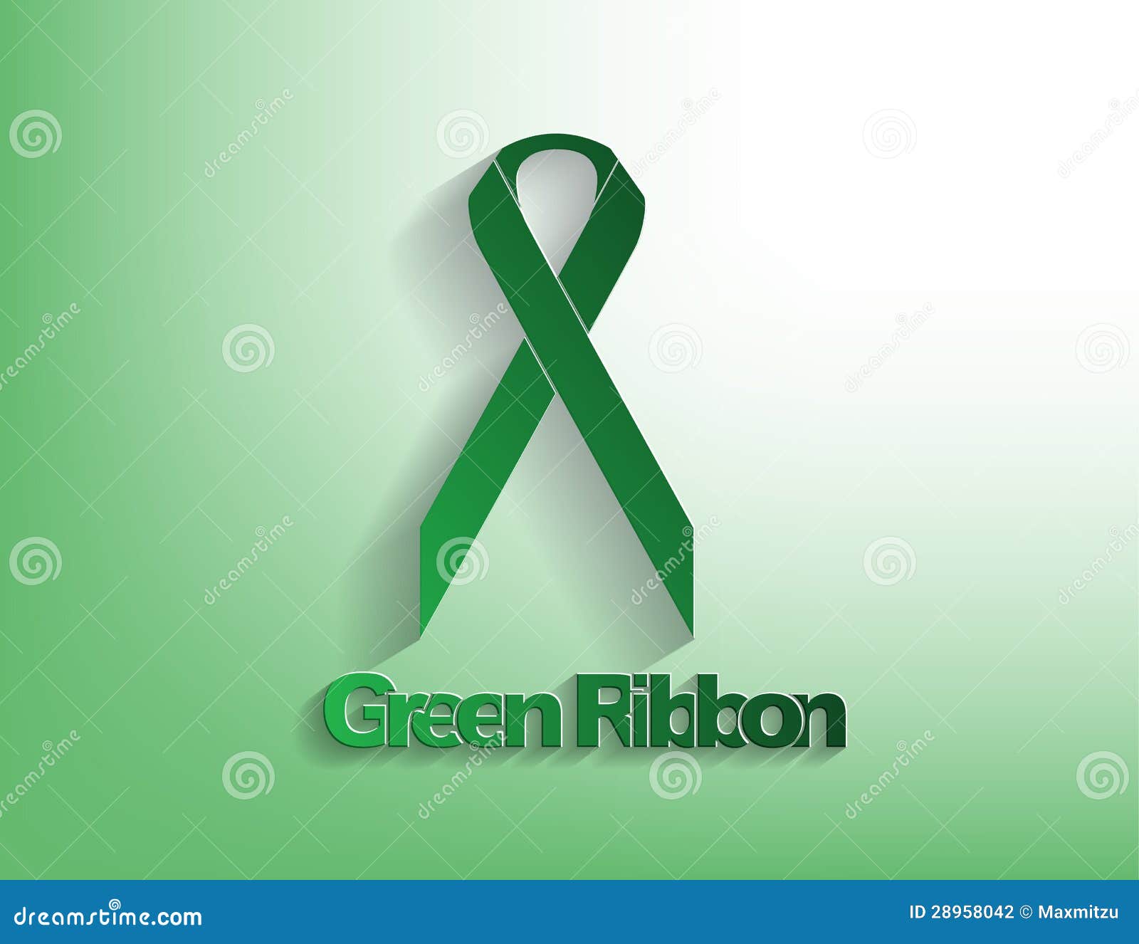 Green Awareness Ribbon. Bipolar Disorder, Cerebral Palsy, Depression ...