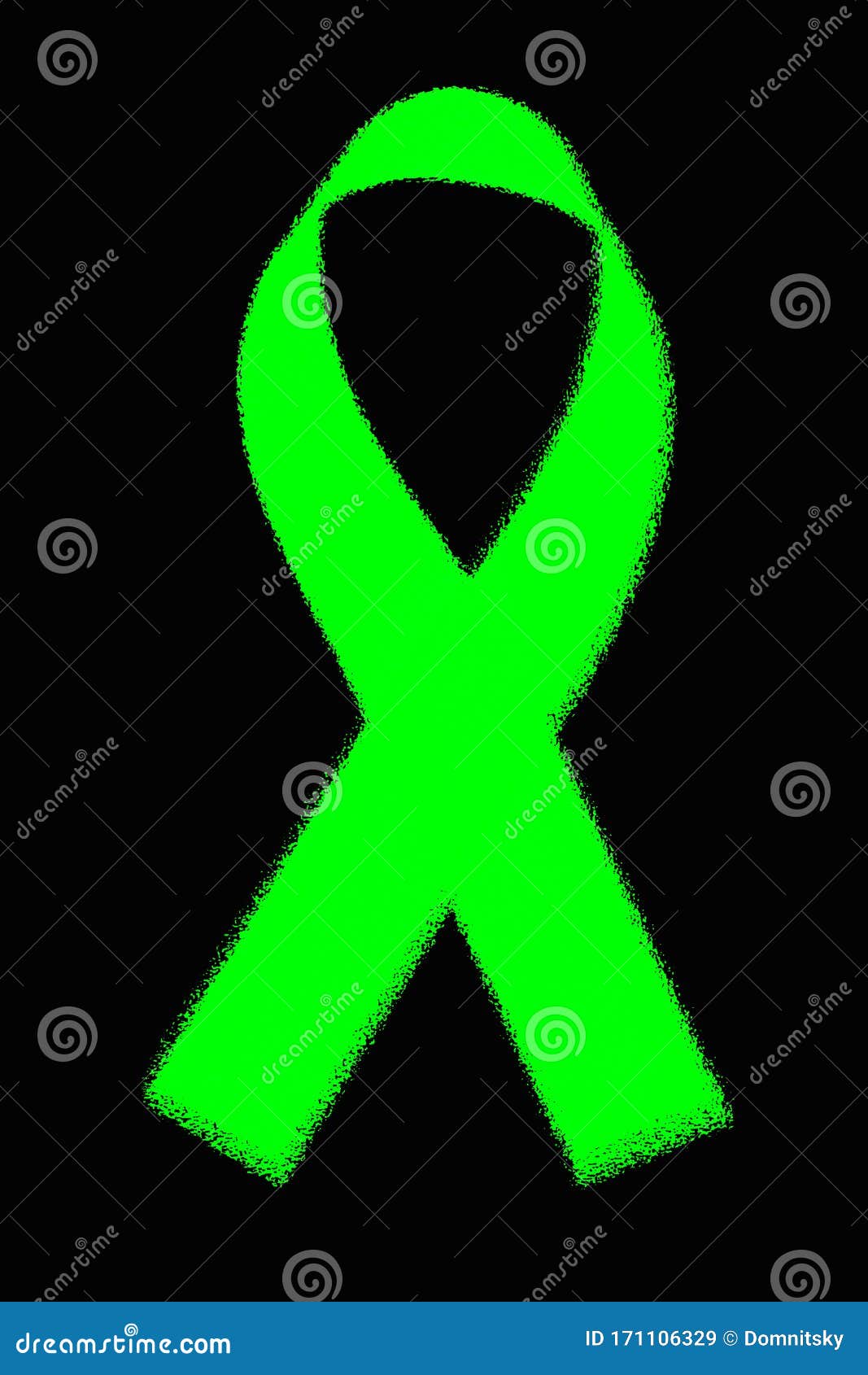 Green Awareness Ribbon on Black Background Stock Image - Image of ...