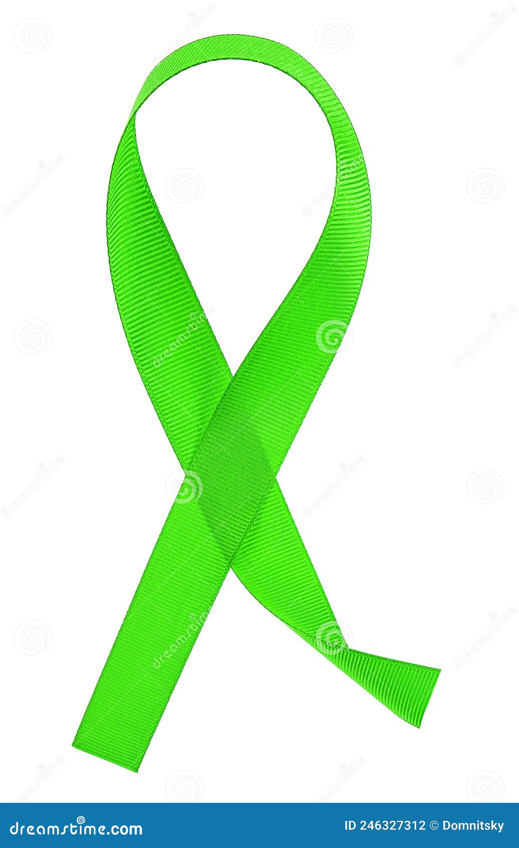 Green Awareness Ribbon Isolated on White Background, Top View Stock ...
