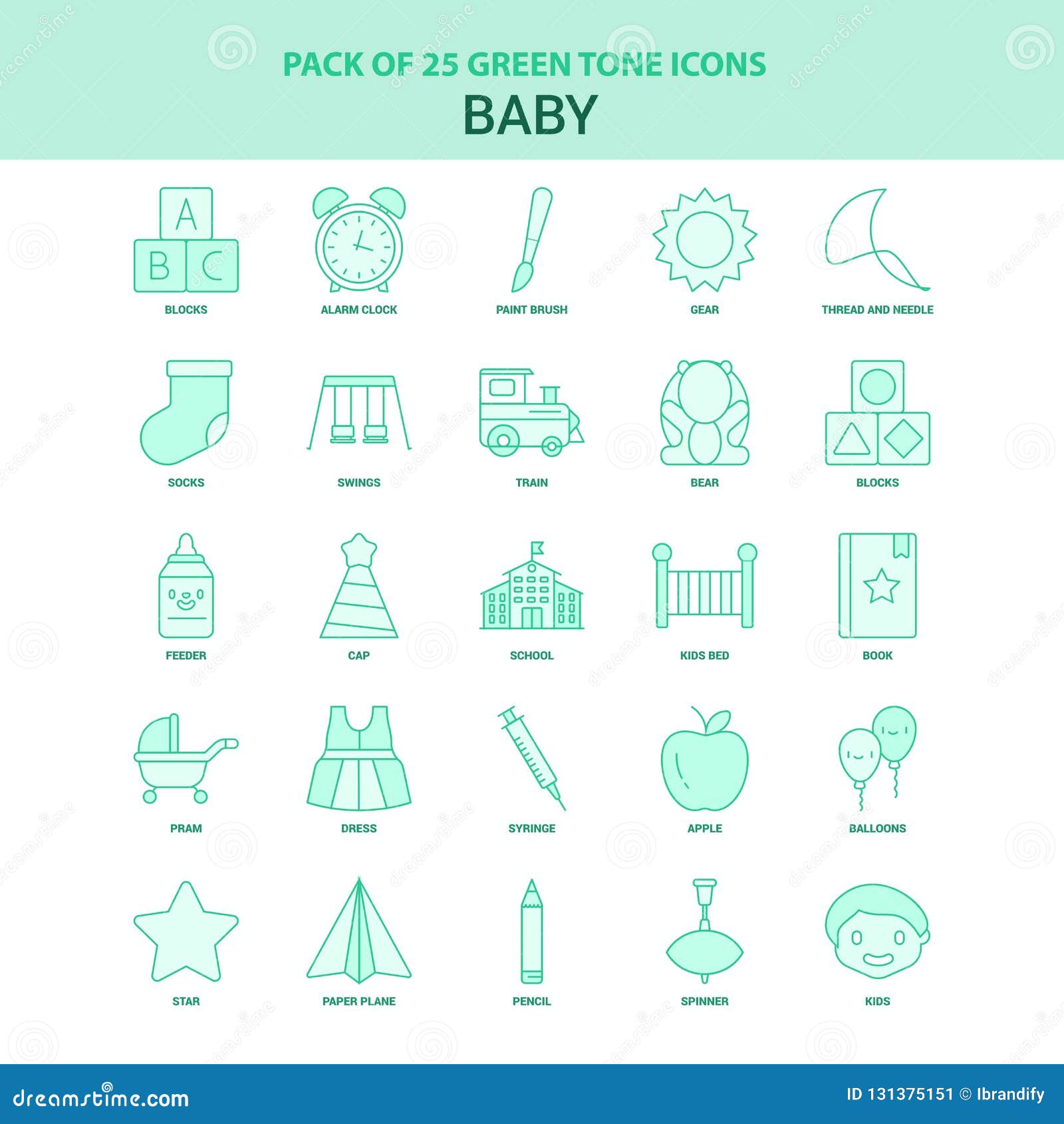 25 Green Baby Icon set stock vector. Illustration of design - 131375151