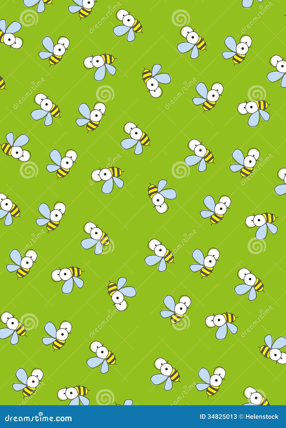 Green Background with Bees. Stock Vector - Illustration of color ...