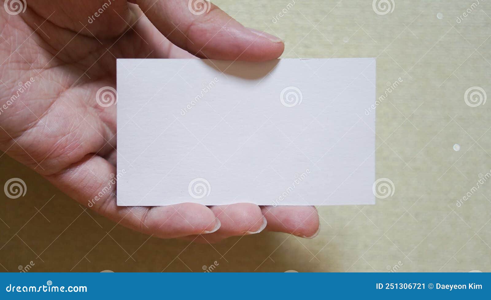 Green Background and Business Cards in Hand Stock Image - Image of ...