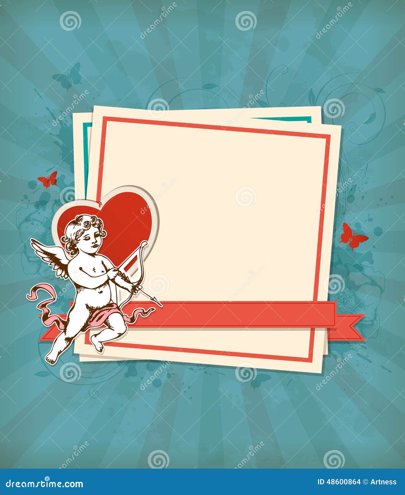 Green Background with Cupid Stock Vector - Illustration of love, vector ...