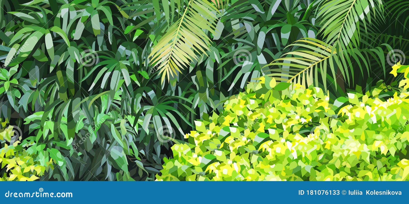 Green Background of Dense Lush Vegetation in the Jungle Stock Vector ...