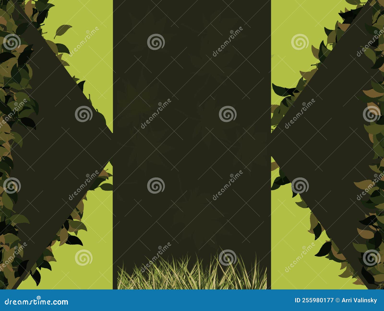 Green Background with Dry Leaves and Weeds Stock Illustration ...