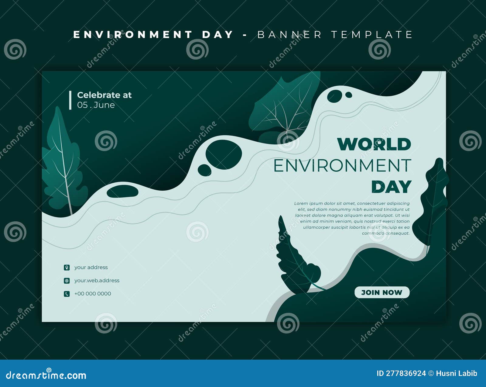 Green Background with Flat Leaves Design for Environment Day Template ...