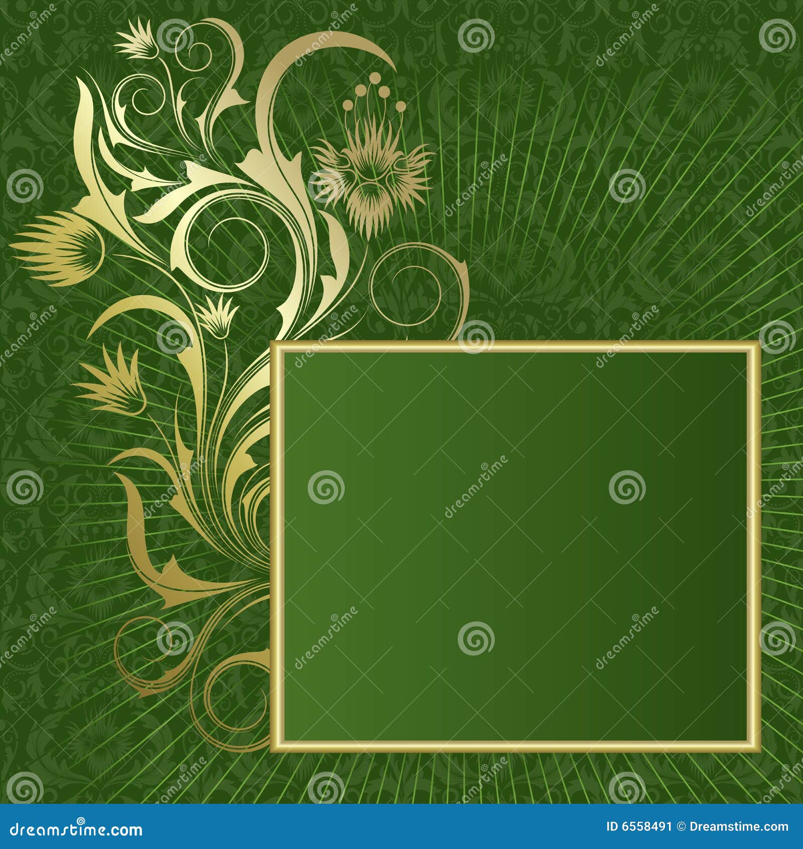 Green Background with Frame Stock Vector - Illustration of flower, leaf ...