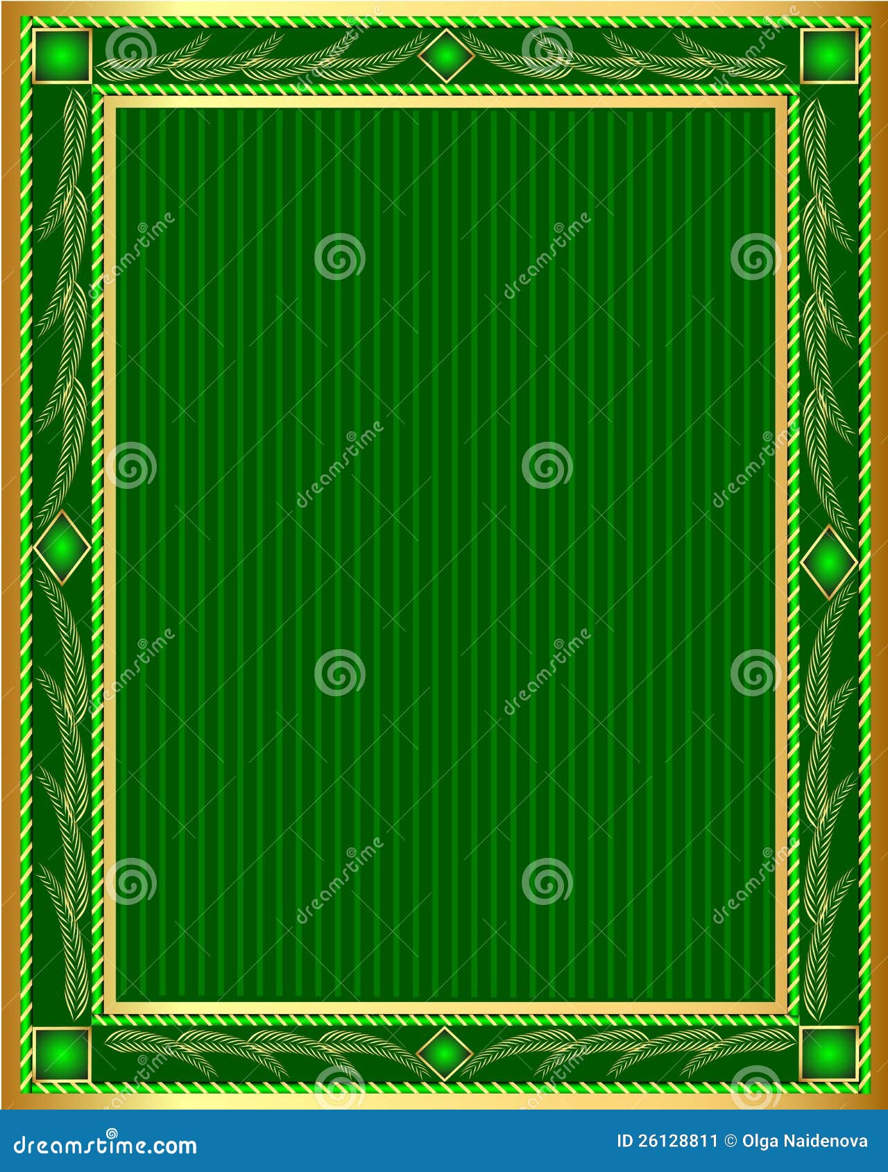 Green Background Frame Gold(en) Pattern Stock Vector - Illustration of ...