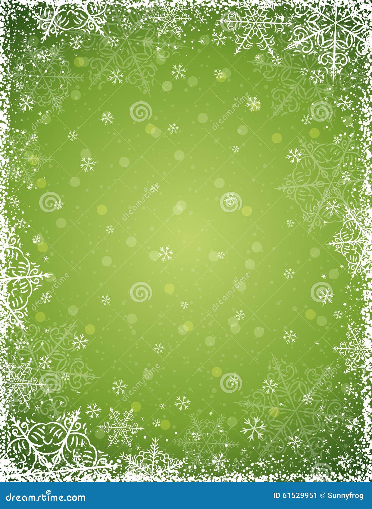 Green Background with Frame of Snowflakes, Vector Stock Vector ...