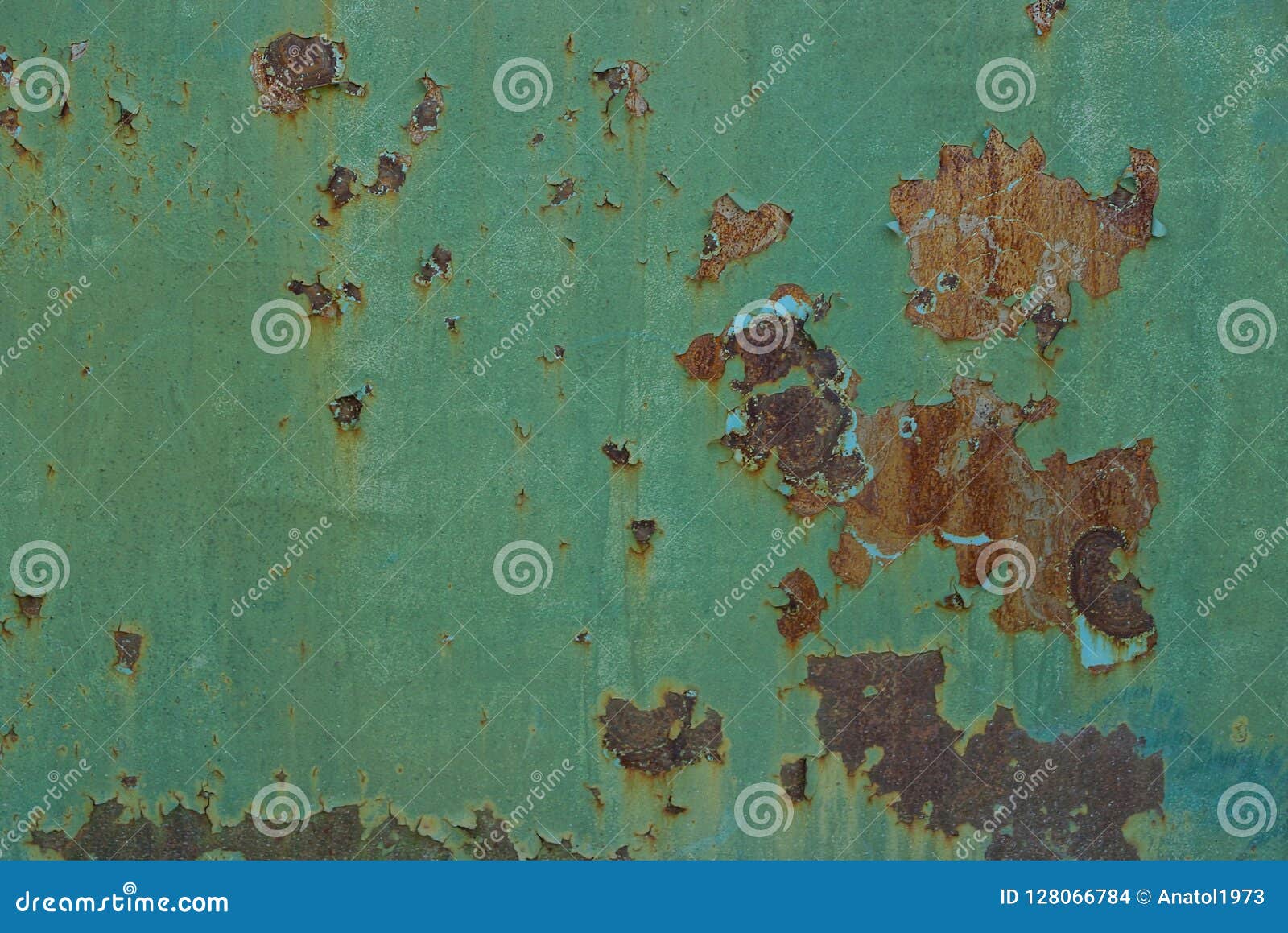 Green Metal Texture from an Old, Worn Wall in Rust Stock Photo - Image ...
