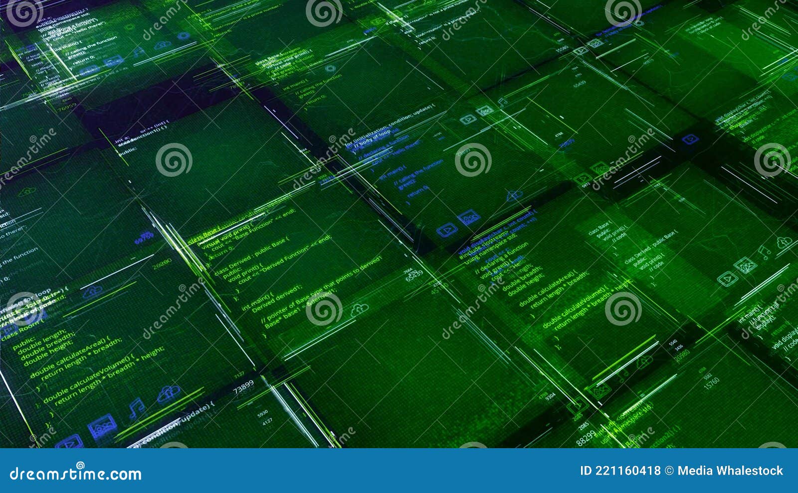Green Background with Program Codes in Table. Animation Stock Illustration - Illustration of ...