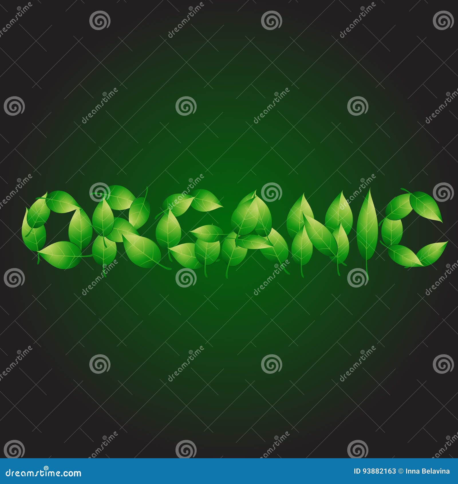 Green Background with Text Made from Leaves Organic .Illustration ...