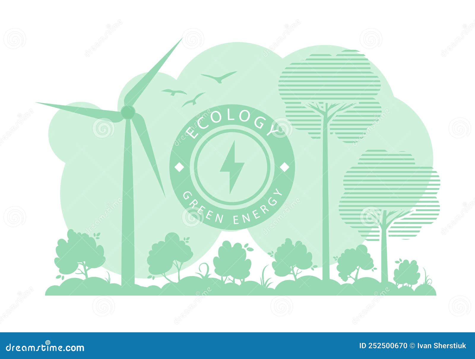 Green Background on the Theme of Green Energy. Vector Illustration ...