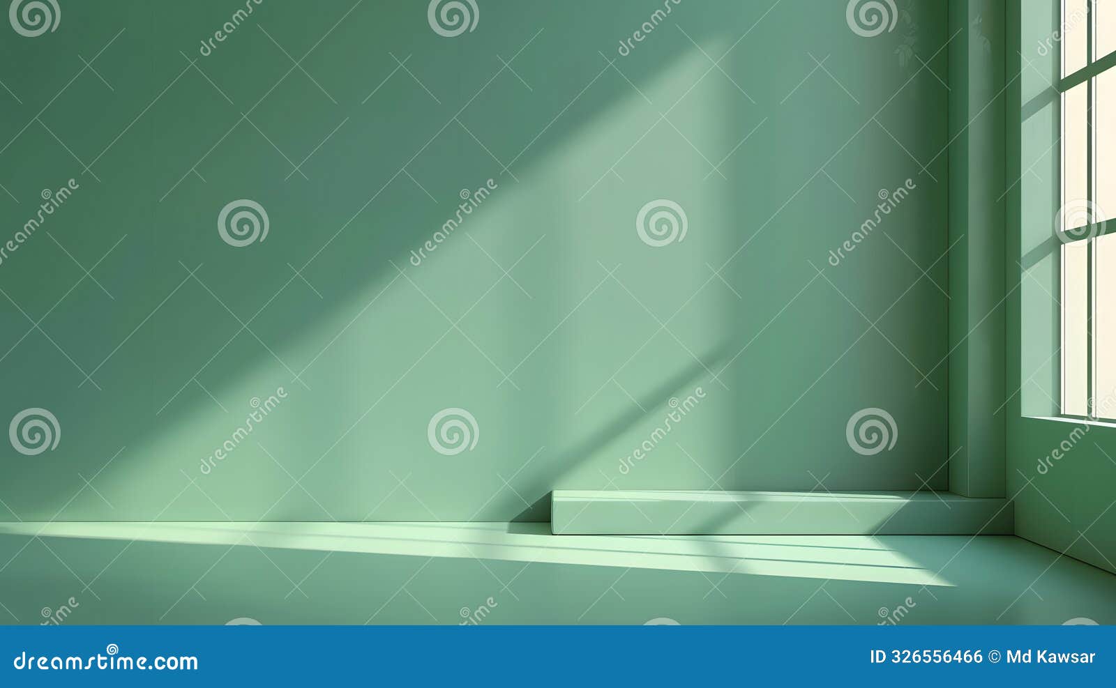 Green Minimalist Studio Room Mockup Stock Illustration - Illustration ...