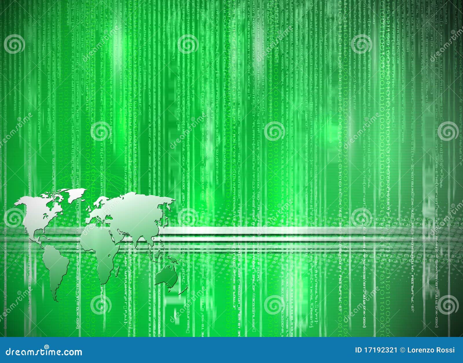 Green Background with World Map Matrix Style Stock Illustration ...