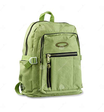 Green backpack isolated stock photo. Image of stuff, adventure - 19513024