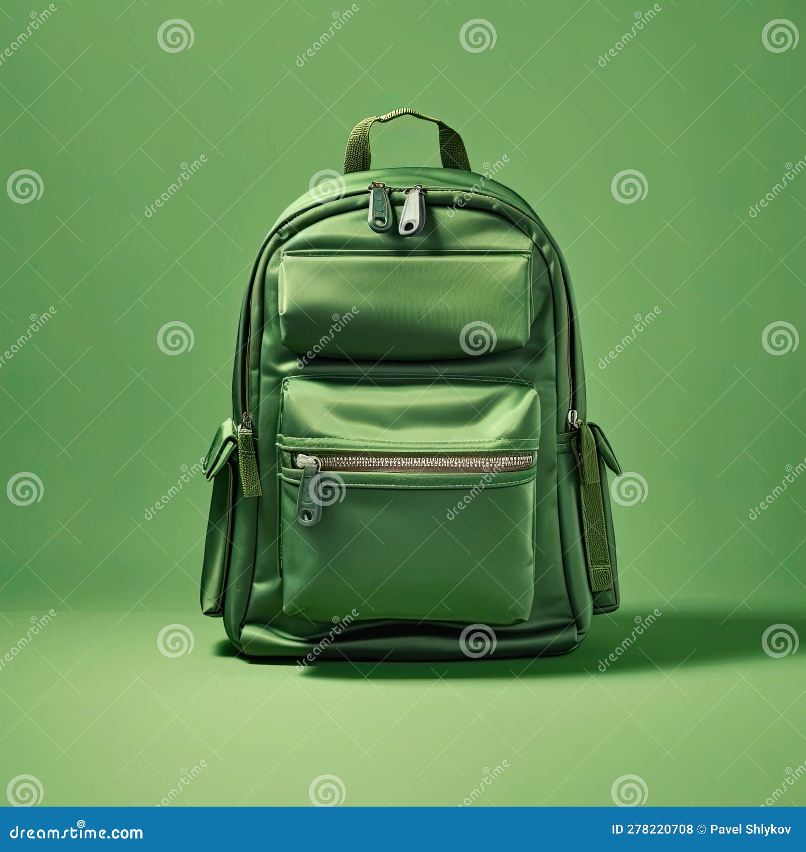 Green Backpack on Green Background Stock Photo - Image of sustainable ...
