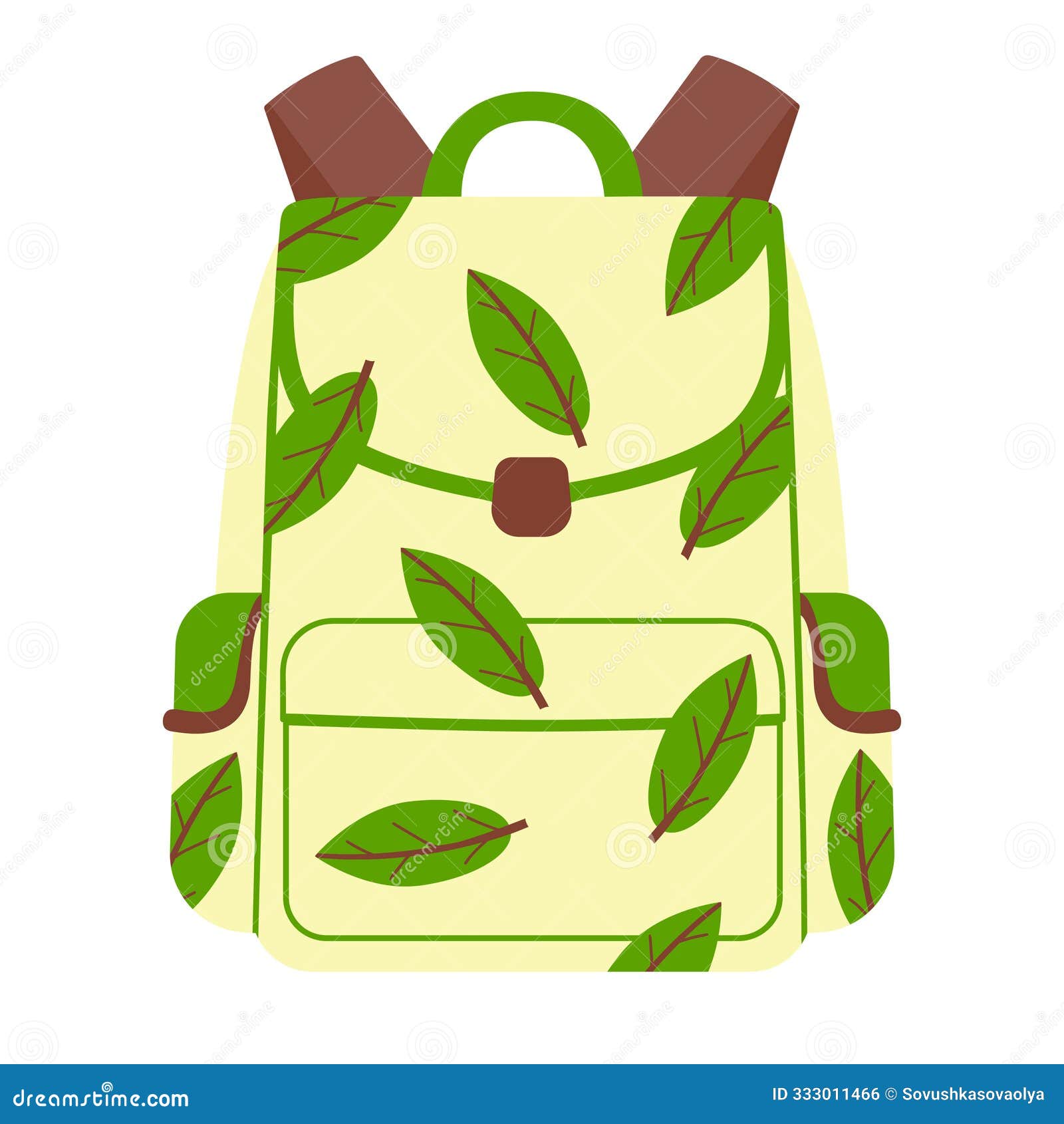 Green Backpack with Leaves School Backpack Illustration Isolated on ...