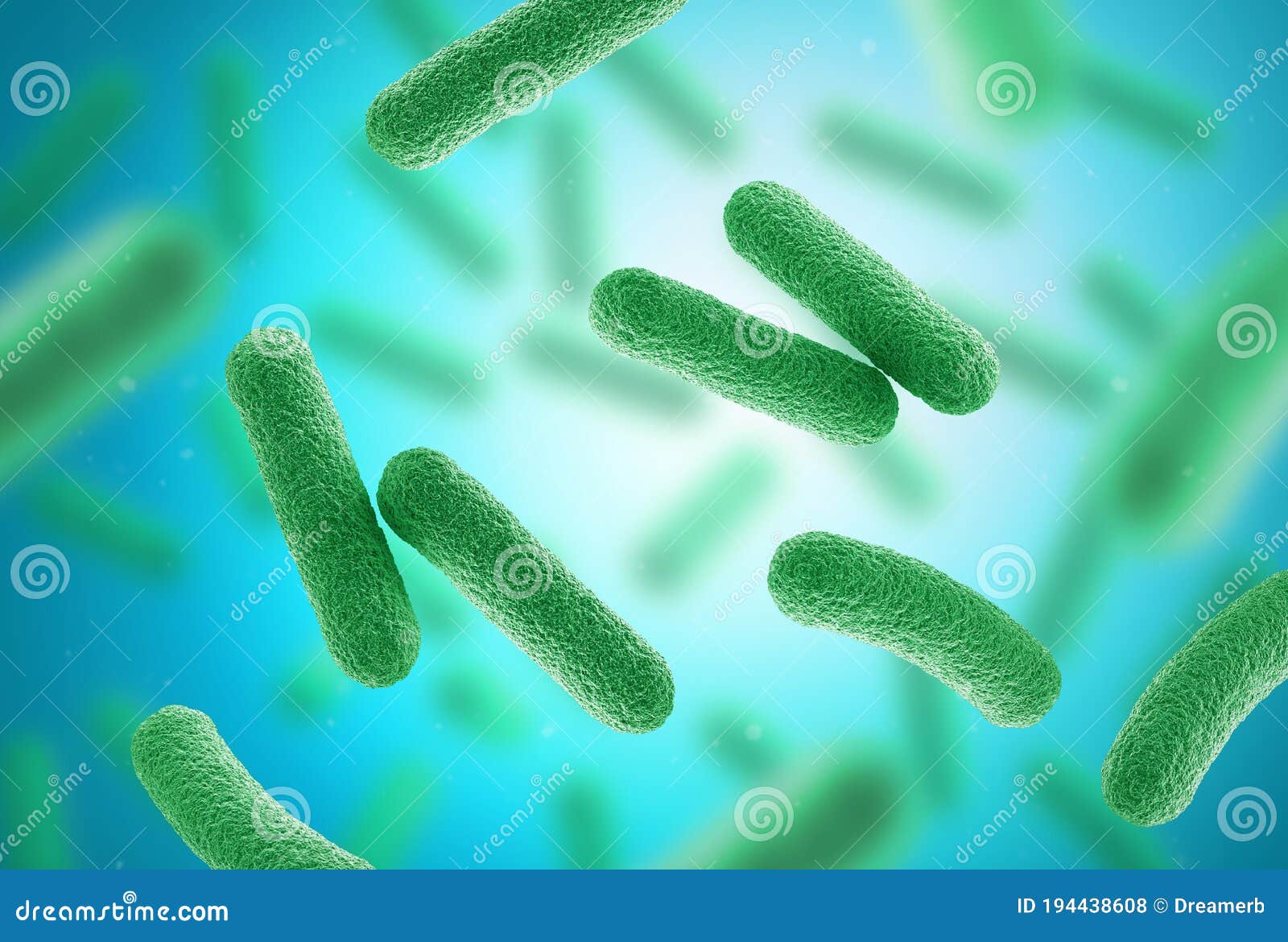 Green Bacteria on Blue Background. Close Up Stock Illustration ...