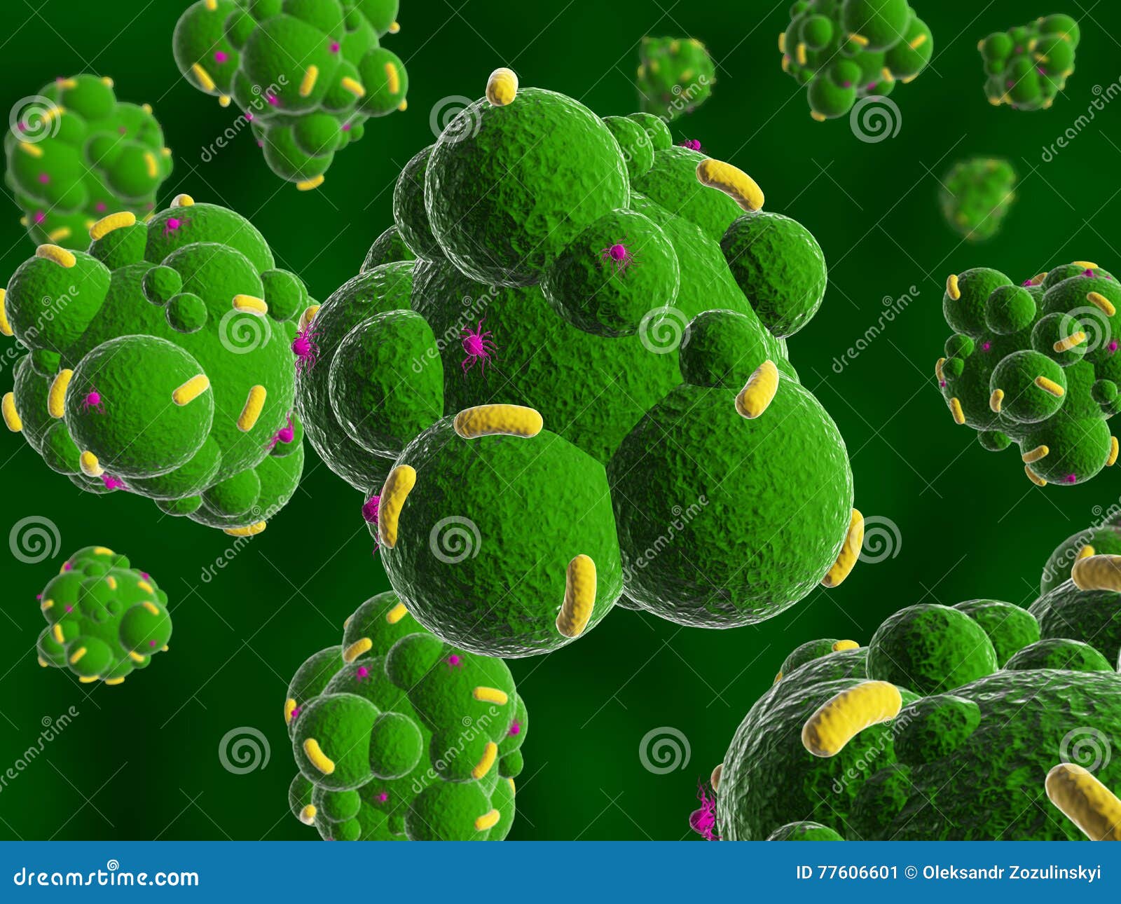 Green Bacteria Spheres 3d Illustration Stock Illustration ...