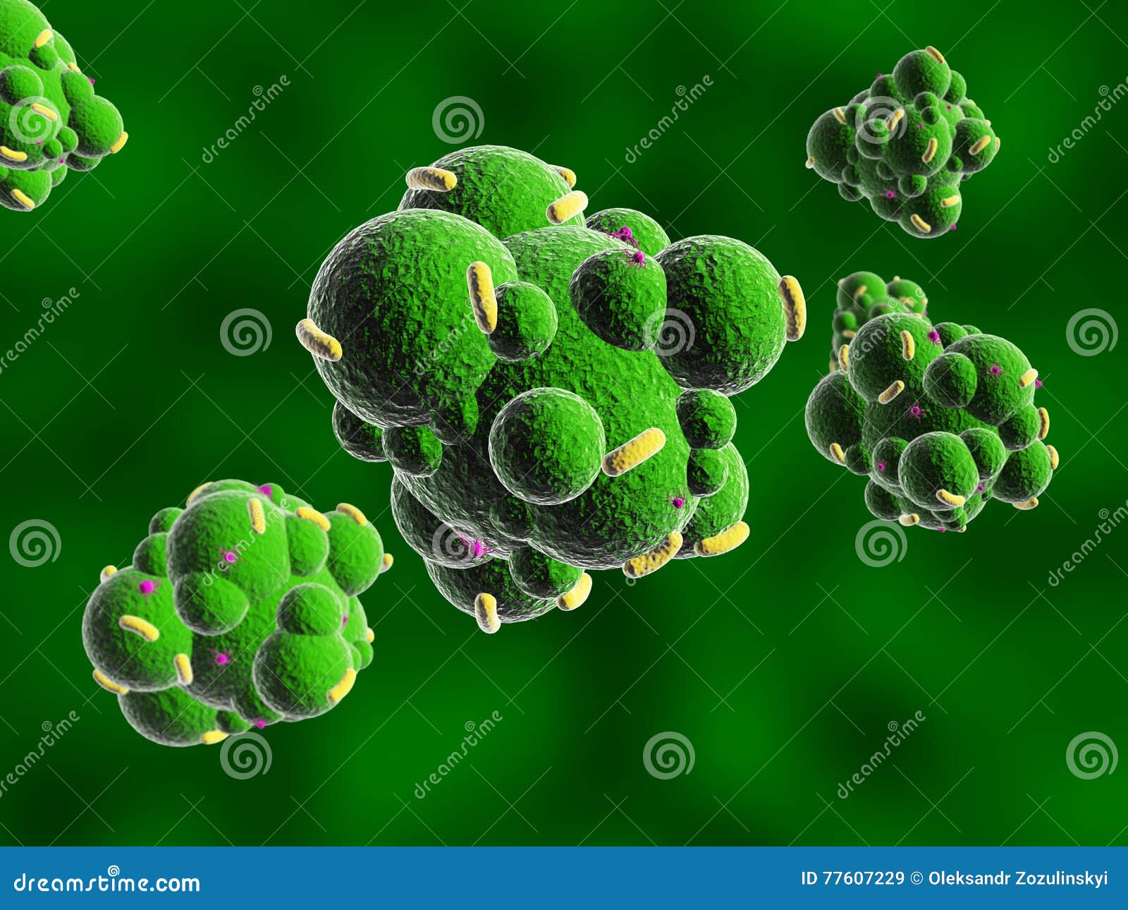 Green Bacteria Spheres 3d Illustration Stock Illustration ...