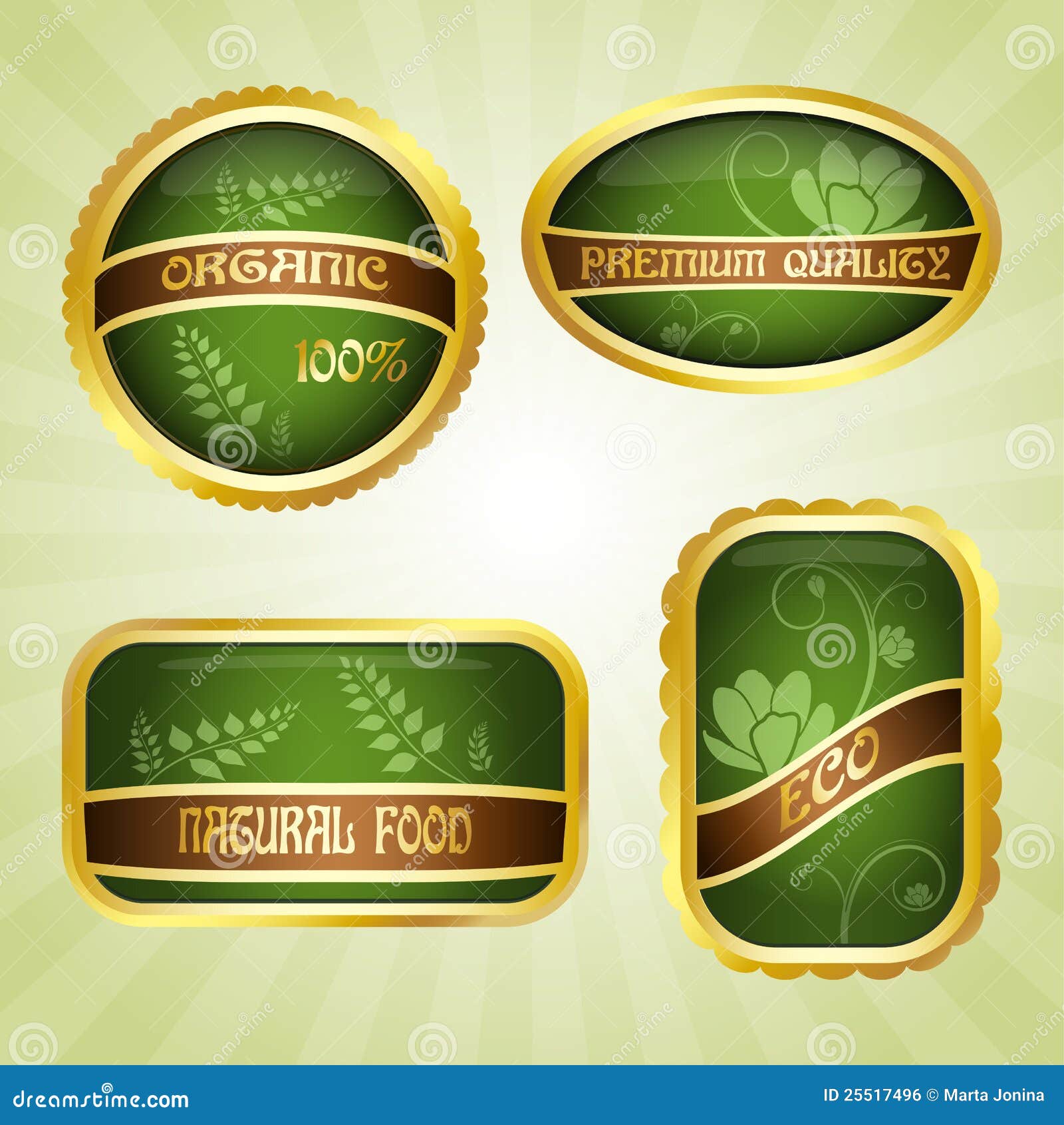 Green badges with ribbon stock illustration. Illustration of badge ...