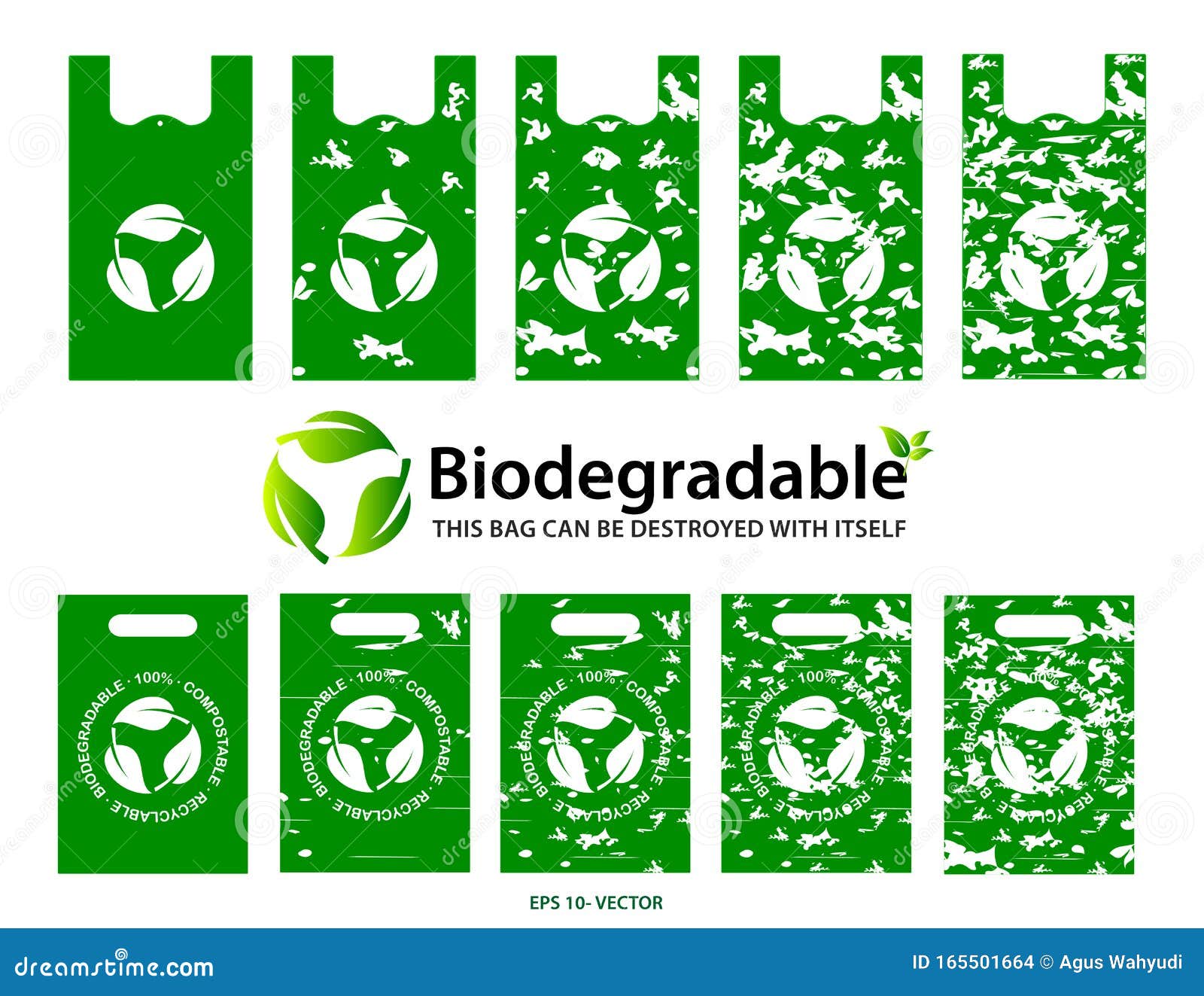 Green Bag Concept or Biodegradable Plastic, Compostable and Recycleable ...