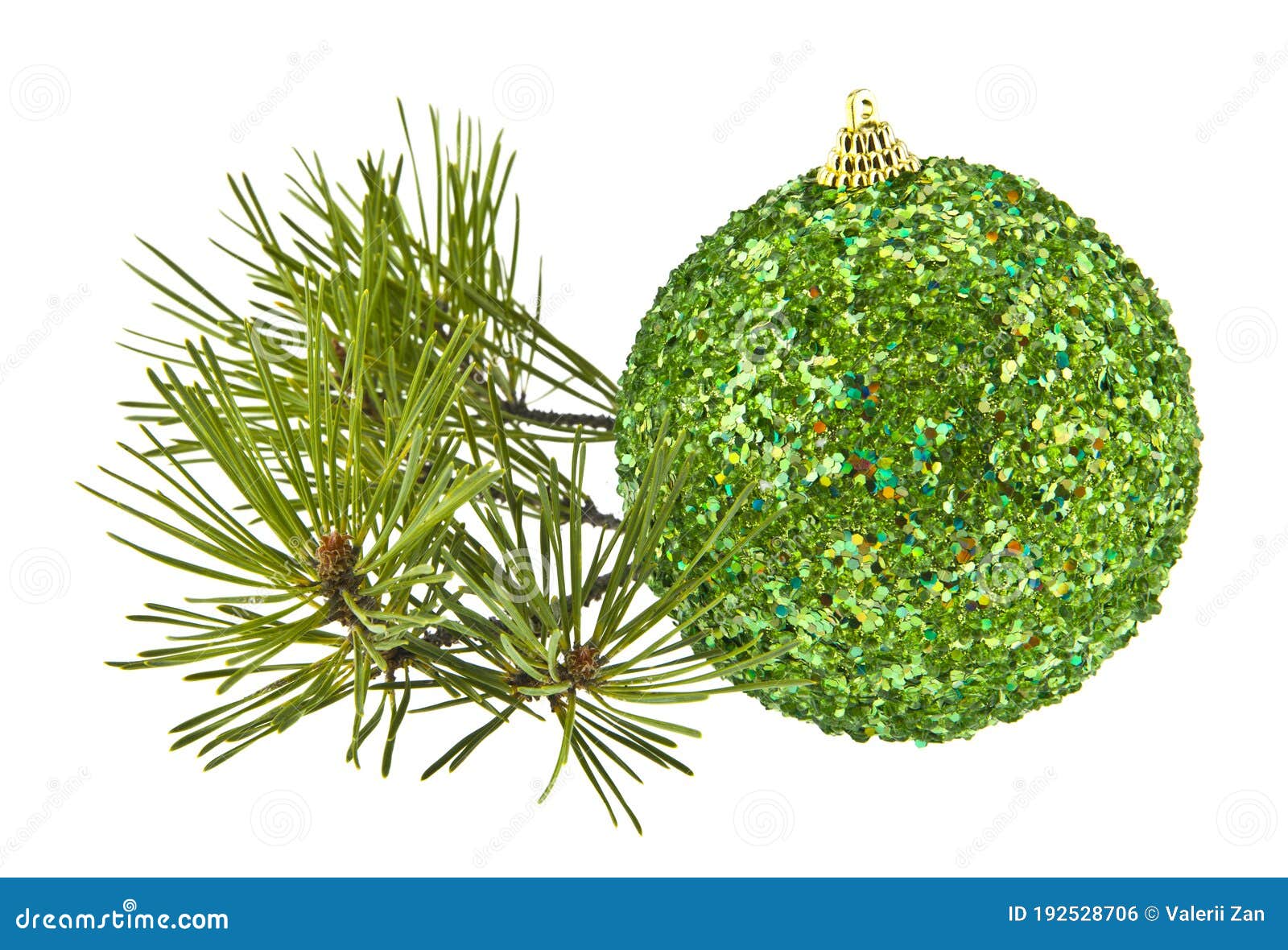 Green Ball and Tree Branch Isolated on White Background Stock Photo ...