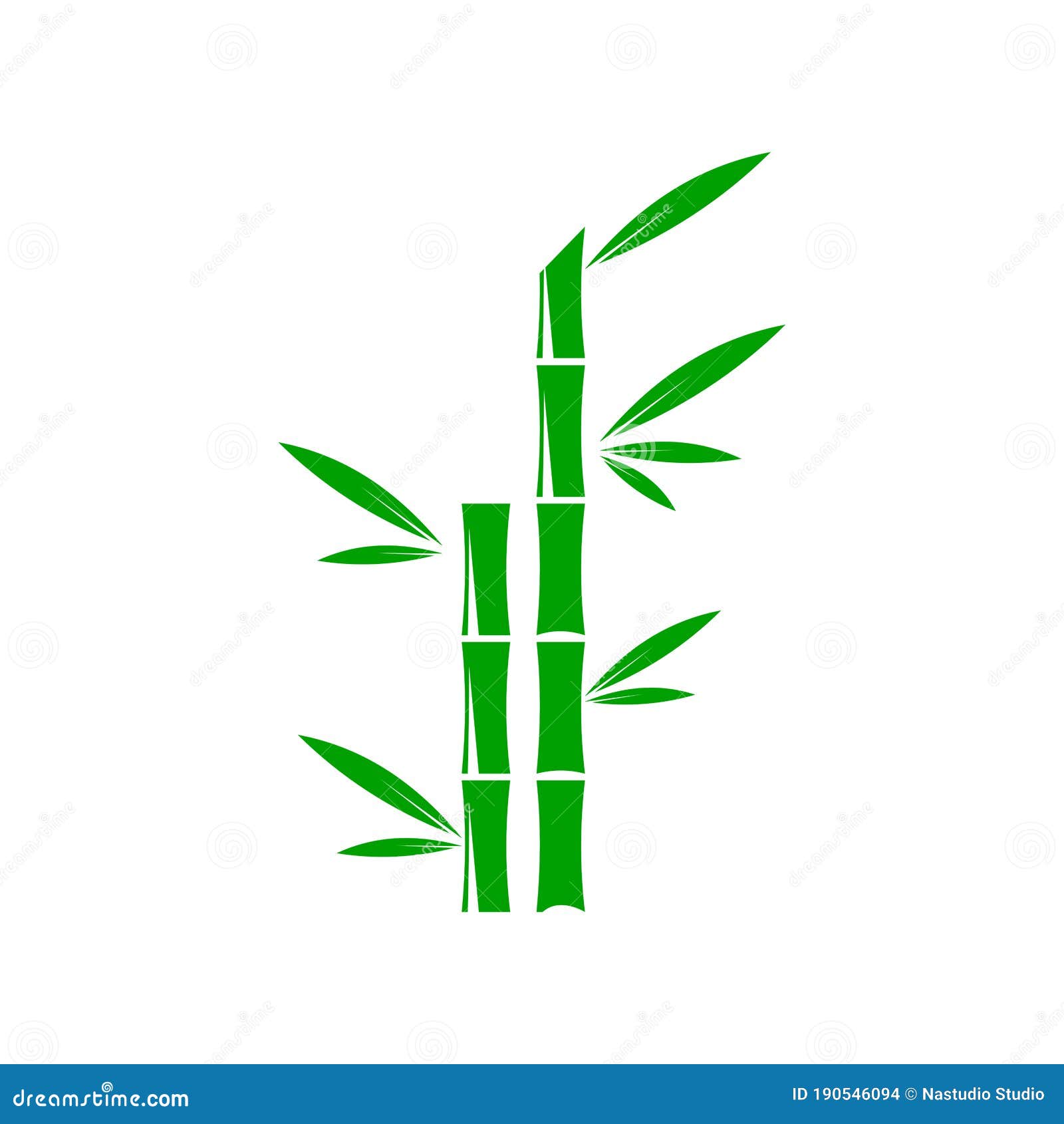 Green Bamboo Branches and Leaves on White Background. Vector ...