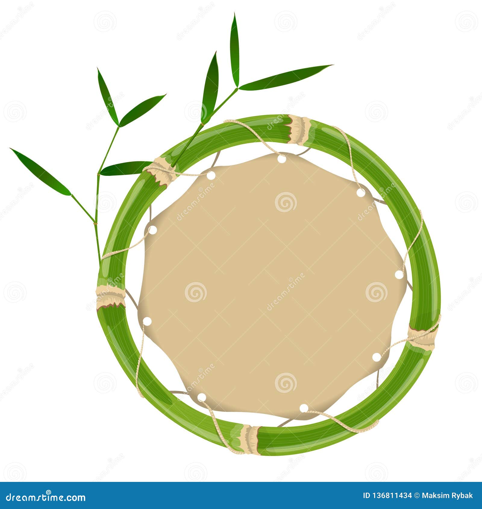 Green bamboo circle frame stock vector. Illustration of spring - 136811434