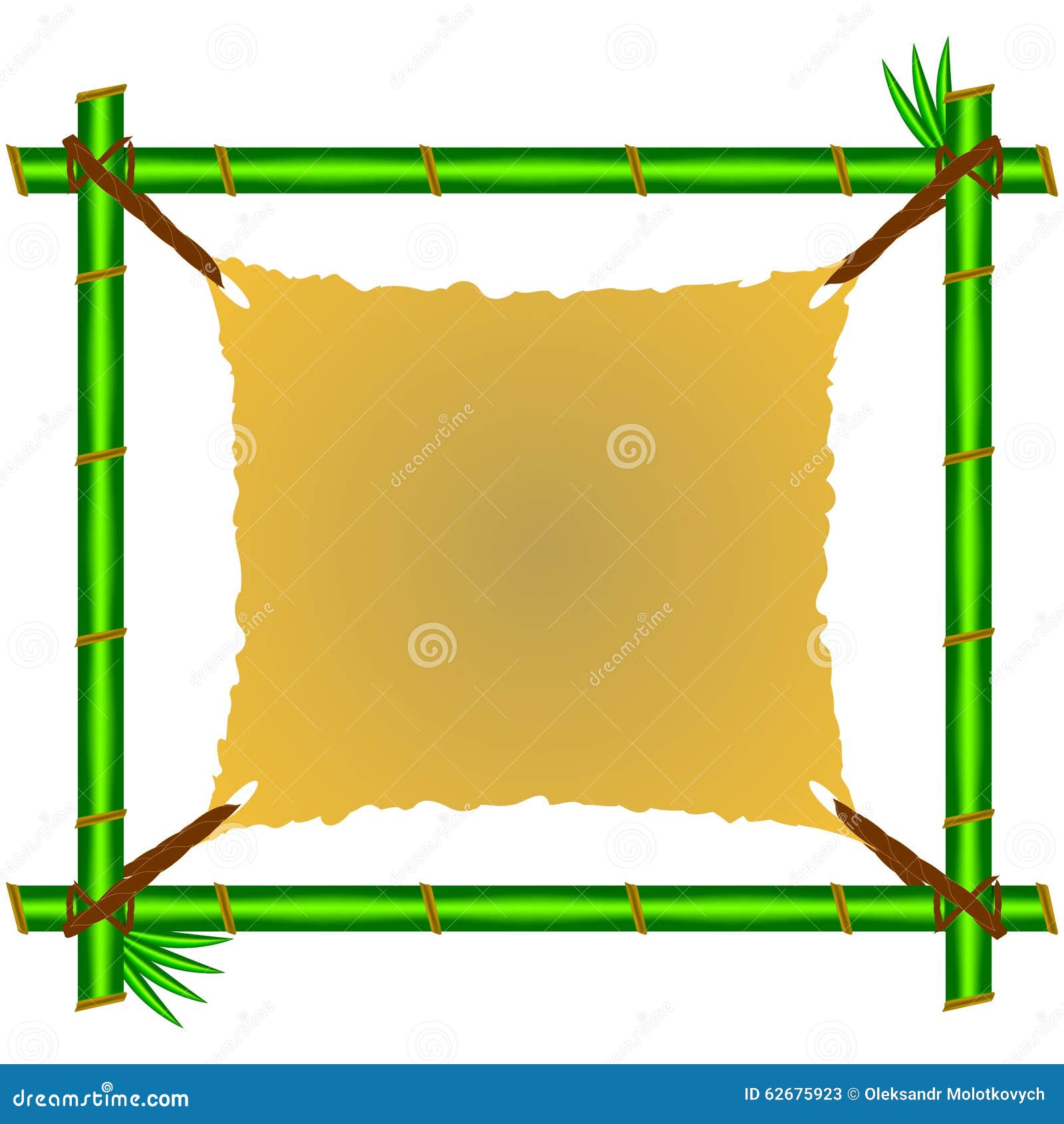 Green Bamboo Frame with Ragged Canvas Stock Vector - Illustration of ...