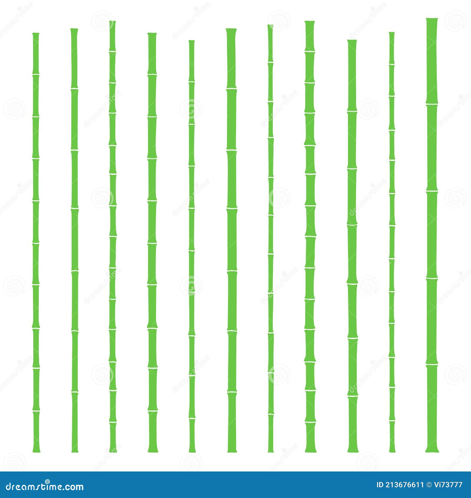 Green Bamboo Sticks Set. Flat Vector Illustration. Stock Vector ...