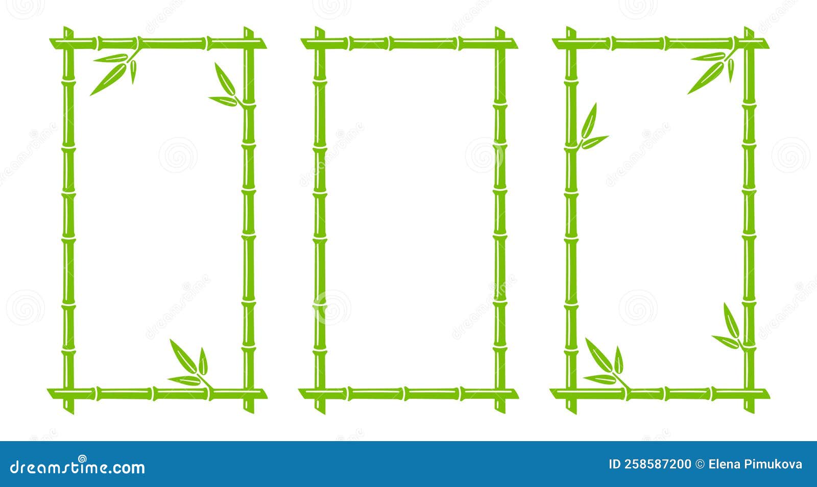 Green Bamboo Trunk Rectangle Frames. Vertical Natural Text Boxes ...