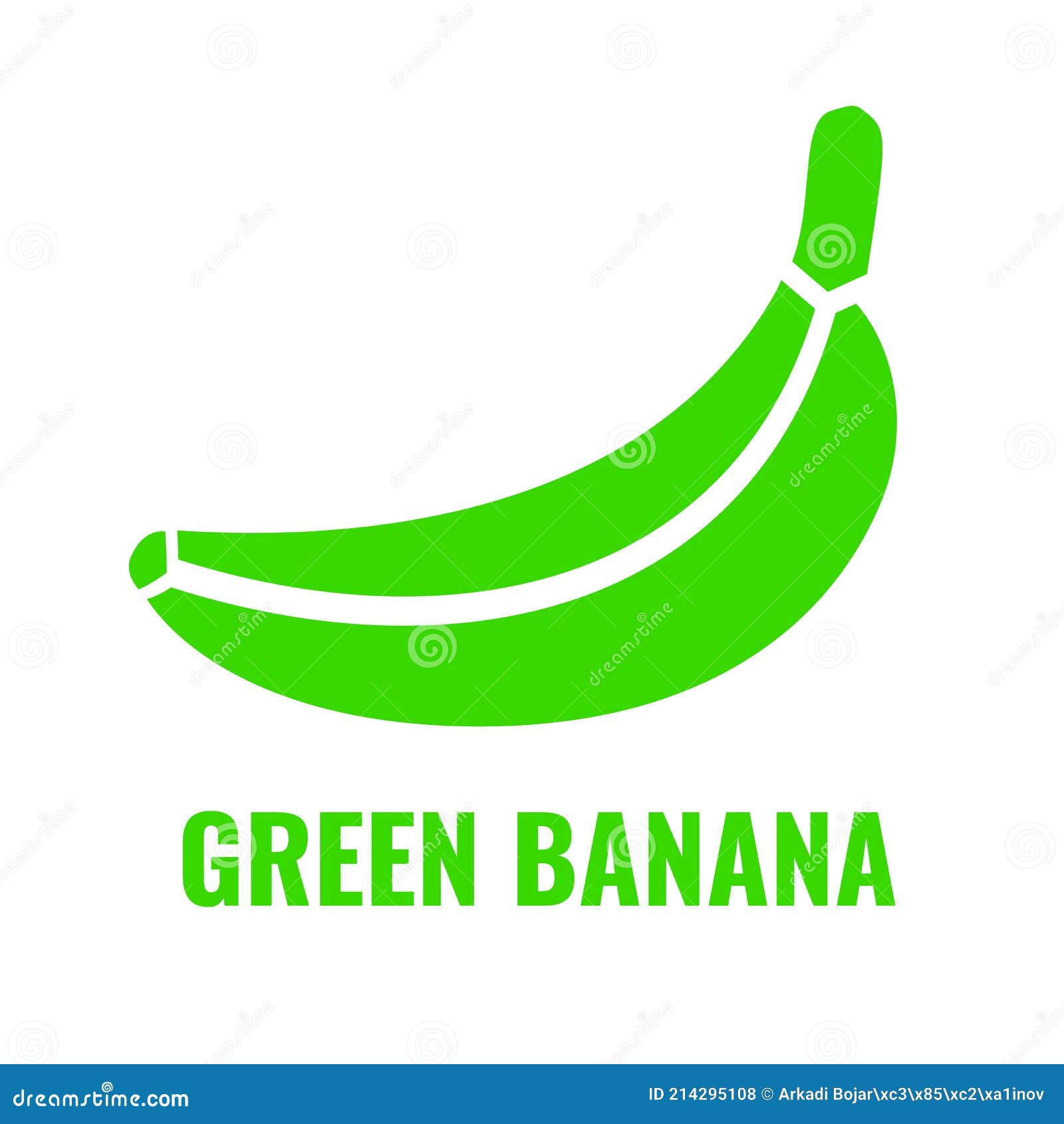 Green banana vector icon stock vector. Illustration of food - 214295108