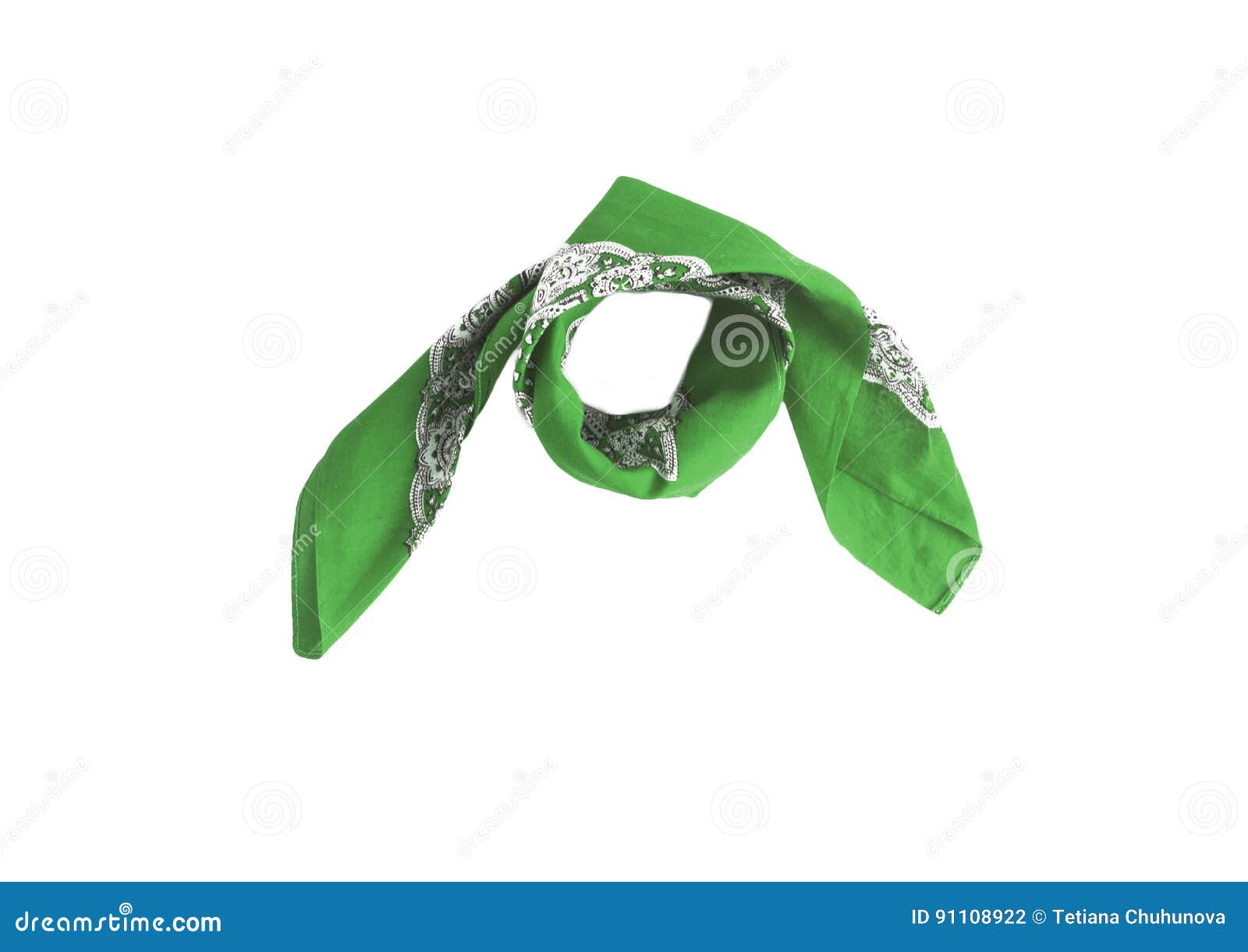 A Green Bandana with a Pattern, Isolated Stock Photo - Image of color ...
