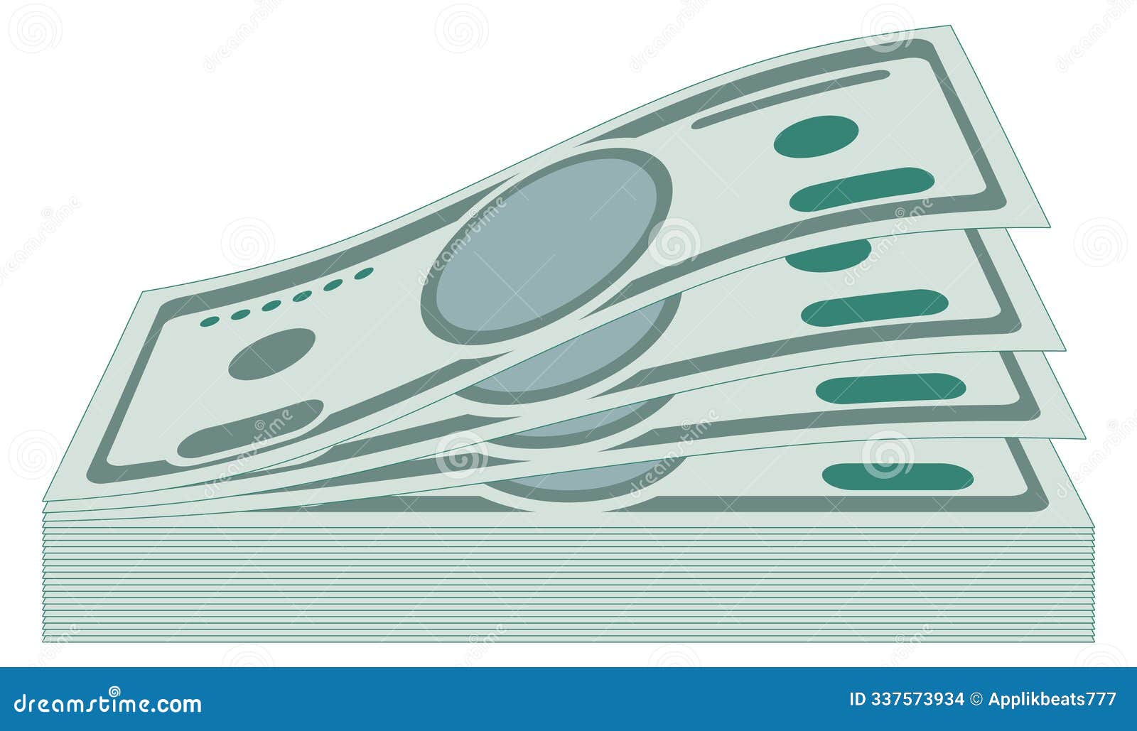 Green Banknote Stack. Dollar Paper Bill Pack Stock Illustration ...