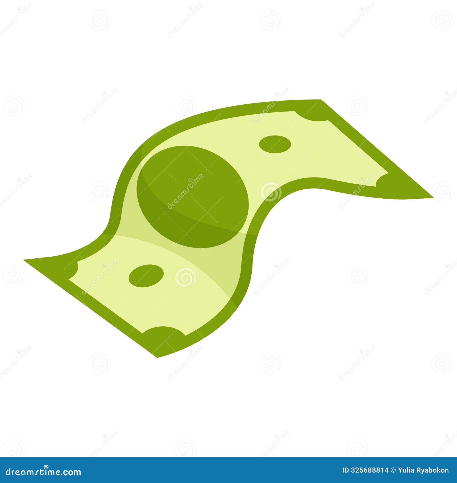 Green Banknote Waving in the Wind Cartoon Style Stock Vector ...