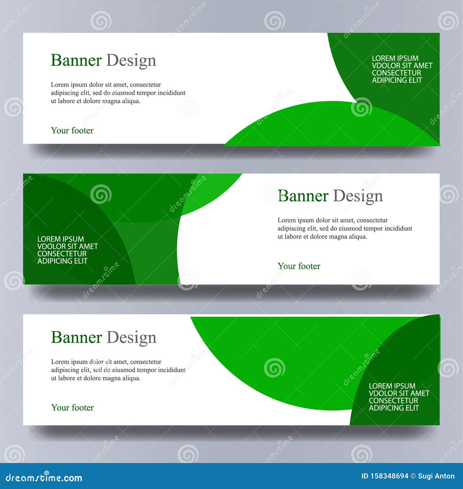 Green Banner Design Three Models, Basic RGB. Stock Illustration ...