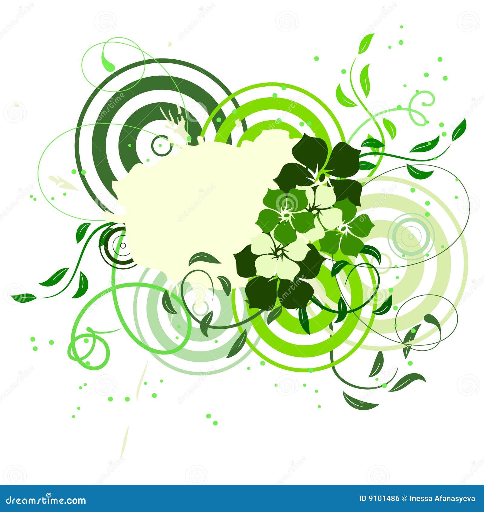 Green banner with flowers stock vector. Illustration of green - 9101486