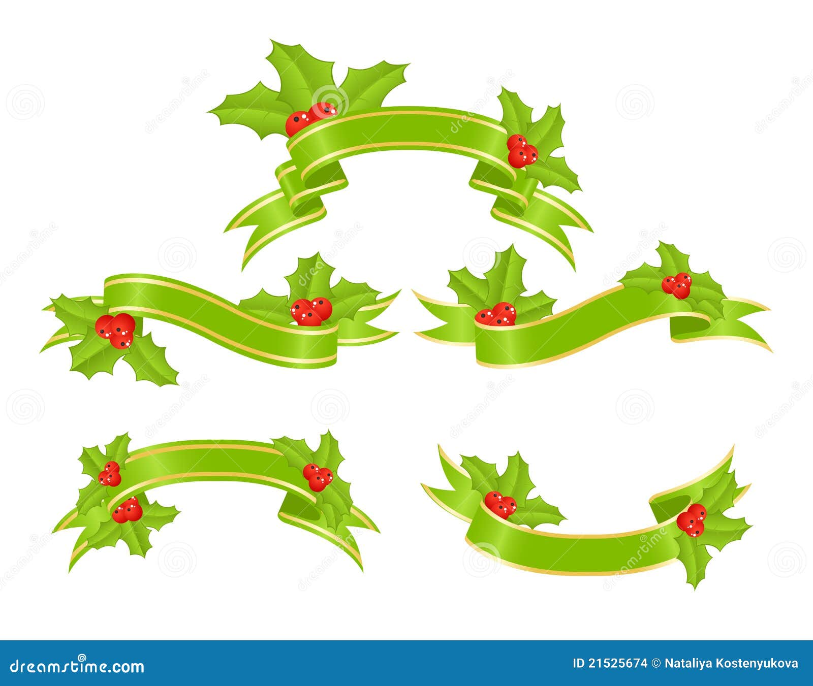 Green banners with holly stock vector. Illustration of plant - 21525674